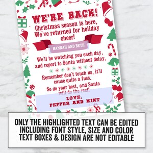 Printable Arrival Elf Letter, Digital Download I'm Back and Goodbye ...