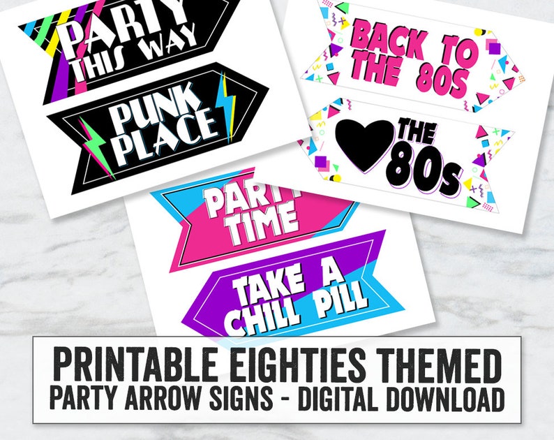 Printable Eighties Party Signs 80s Arrows Fun 80s Party - Etsy