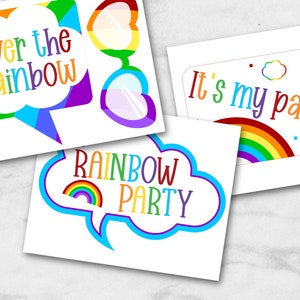 34 Rainbow Photo Booth Props, Rainbow Party Themed Props, Rainbow ...