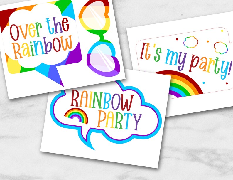 34 Rainbow Photo Booth Props, Rainbow Party Themed Props, Rainbow ...