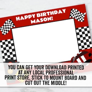 Printable Car Racing Selfie Frame, Add Your Own Text Red Race Car ...