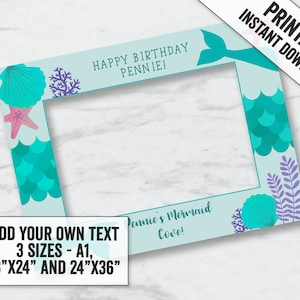 Mermaid Photobooth Frame, Printable Mermaid Party Selfie Frame, Add ...