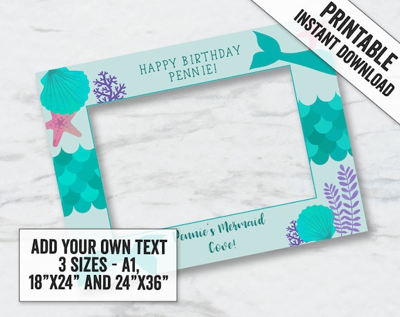Mermaid photobooth frame Printable Mermaid Party Selfie | Etsy