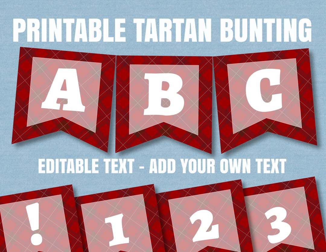 Tartan Bunting Printable, DIY Scottish Party Banner, Burns Night ...