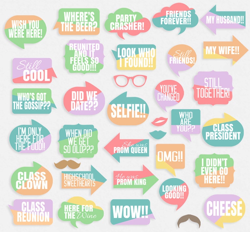 Colorful Class Reunion Photobooth Props Tropical Retro Color - Etsy UK