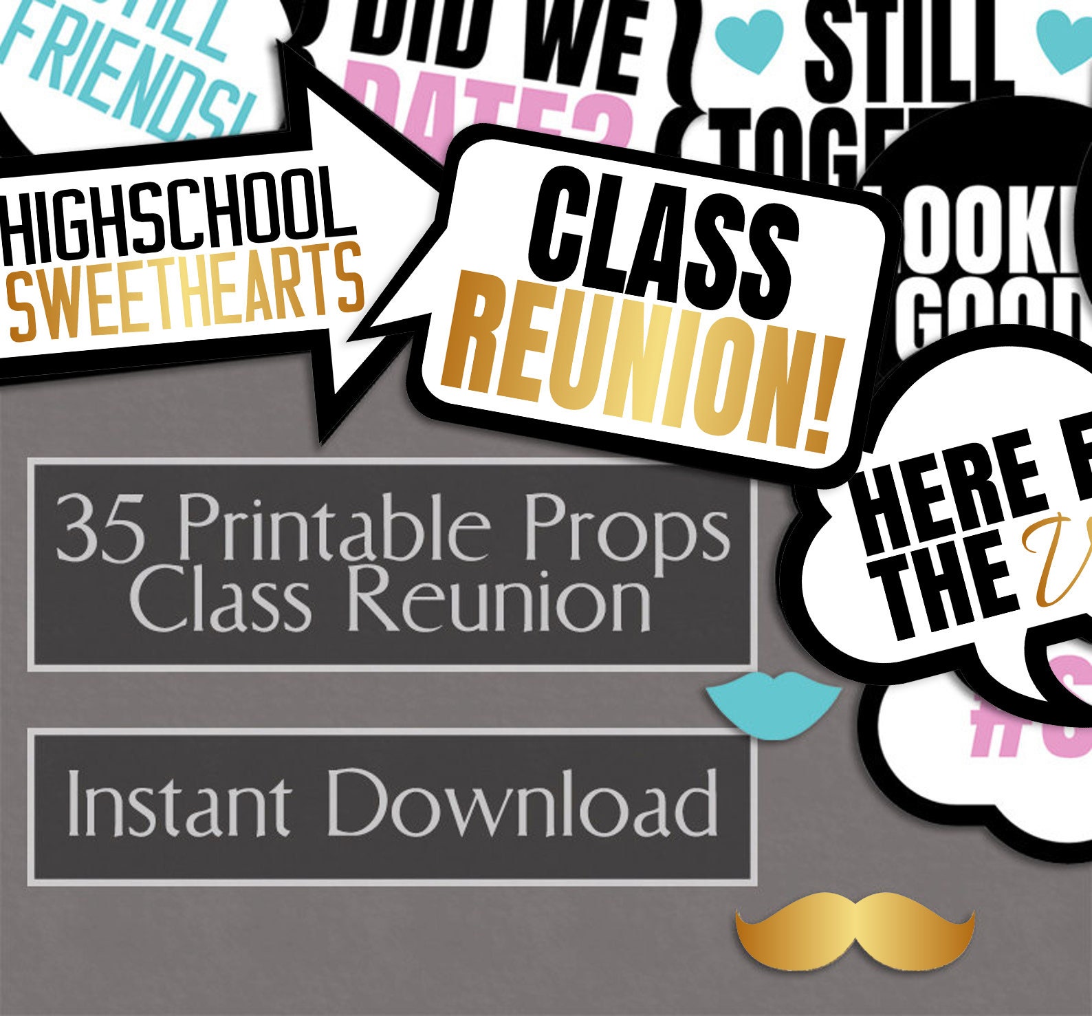 Class Reunion Photo Booth Props, School Reunion Party Photo Booth ...