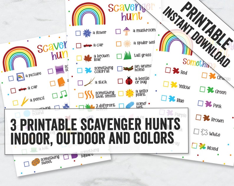Scavenger Hunt Printables Rainbow Scavenger Hunt Colour - Etsy