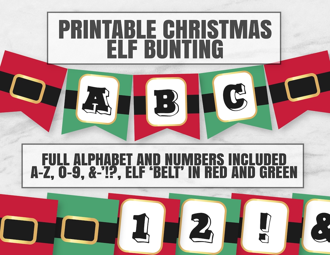Elf Bunting Printable, Printable Christmas Elves Banner, DIY Christmas ...