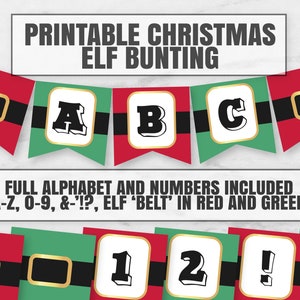 Elf Bunting Printable, Printable Christmas Elves Banner, DIY Christmas ...