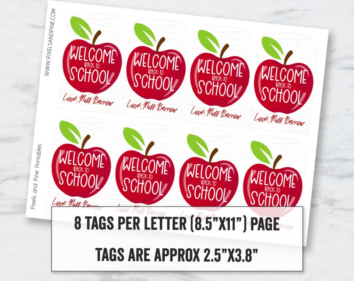 Welcome Back to School Printable Gift Tags Printable First - Etsy