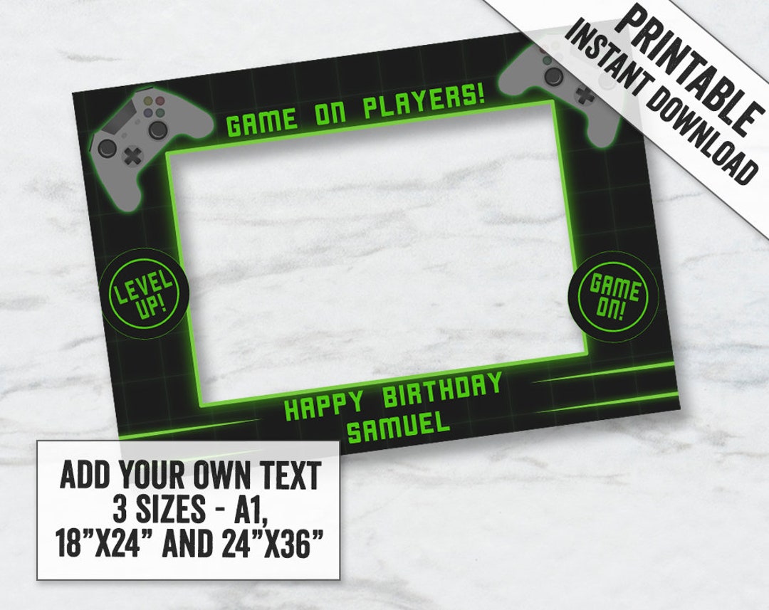 Gamer Photobooth Frame, Printable Video Game Party Selfie Frame, Add ...