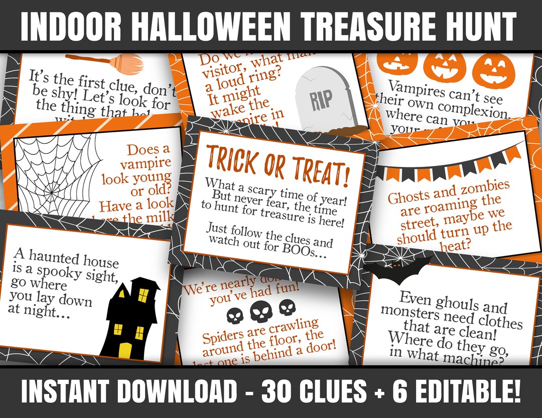 Printable Halloween Treasure Hunt, Indoor Halloween Diy Games ...