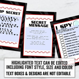 Editable Spy Games Printable Spy Party add your own text | Etsy