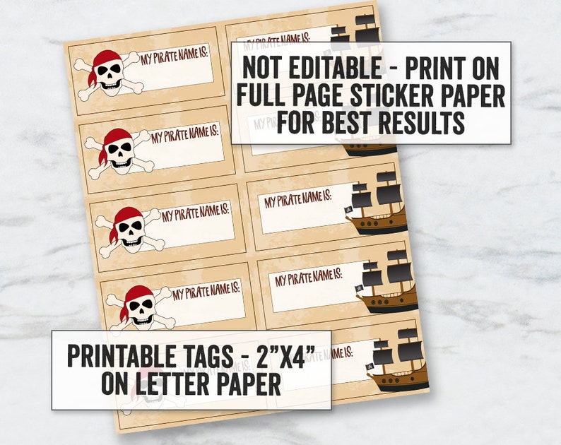Pirate Printable Party Games Pirate Name Sign Printable - Etsy