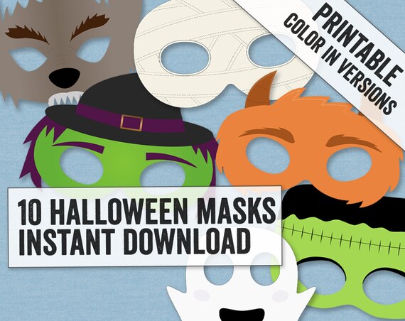 10 Printable Halloween Masks Halloween Ghost Mask Kid's - Etsy