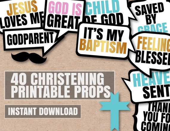 40 Christening Photo Booth Props Props for Christening Baby | Etsy UK