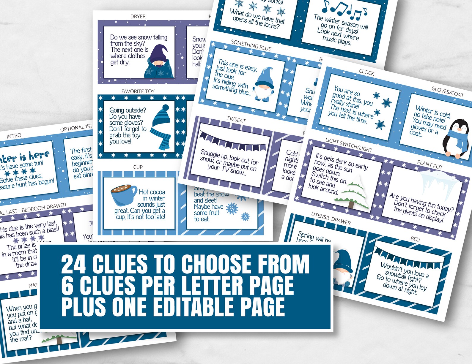 Printable Winter Treasure Hunt Clues Instant Download Winter - Etsy