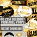 40 21st Birthday Party Props, 21st Printable Photo Booth Props, Black ...