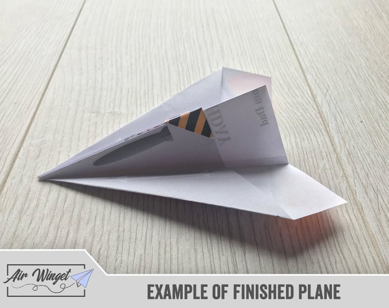 Fighter Jet Paper Plane Template, Editable Fight Jet Plane Card ...