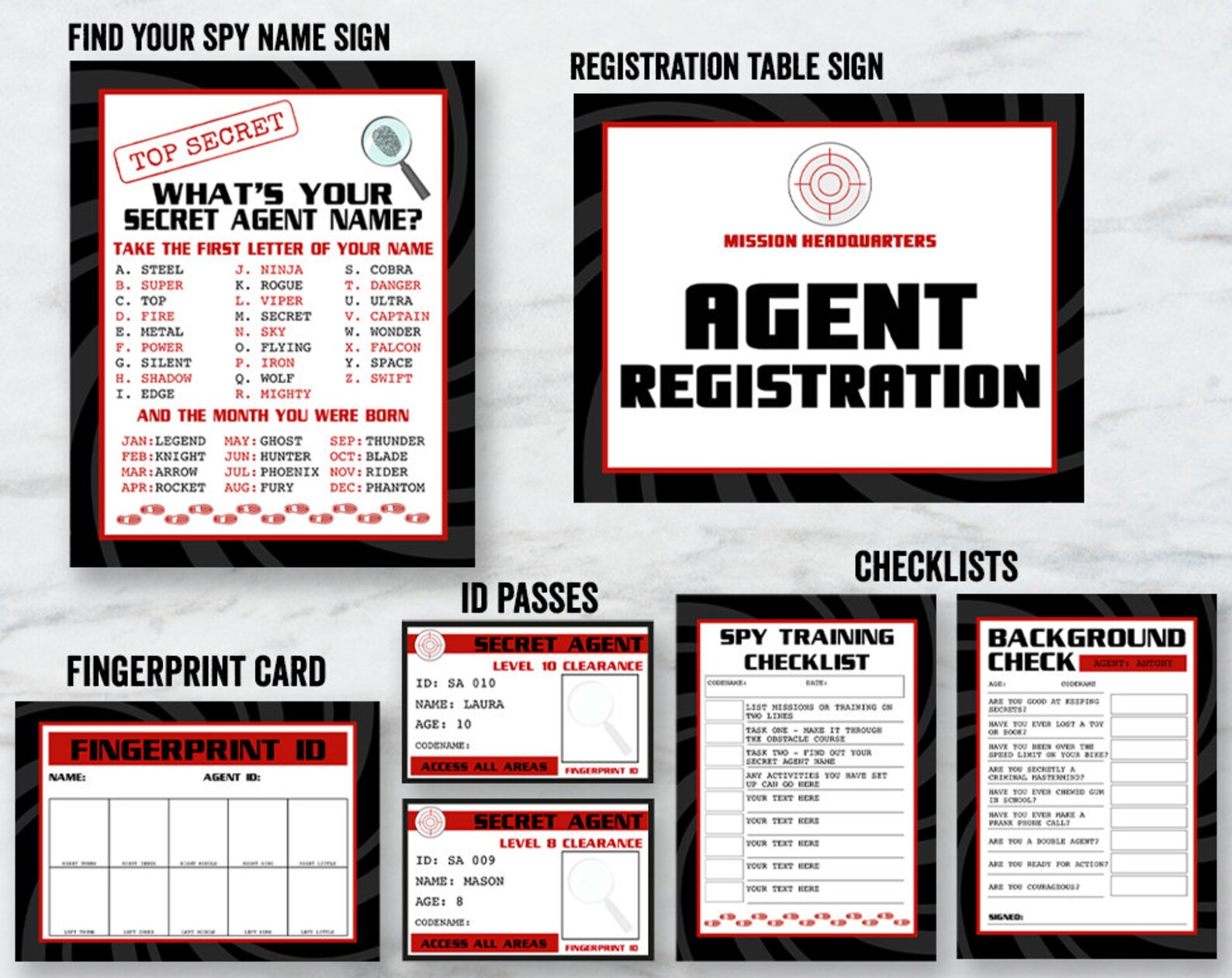 Spy Party Printables Editable Secret Agent Party Registration - Etsy