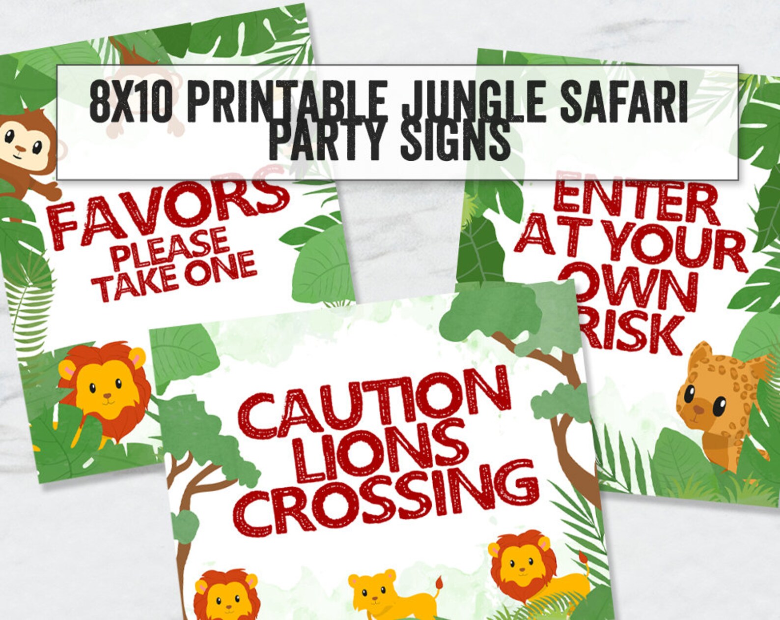 Jungle Party Signs Printable Jungle Safari Party Signs - Etsy