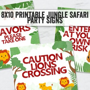 Jungle Party Signs, Printable Jungle Safari Party Signs, Editable ...