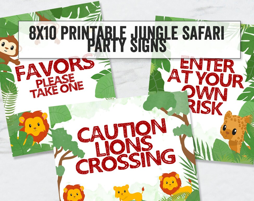 Jungle Party Signs Printable Jungle Safari Party Signs - Etsy