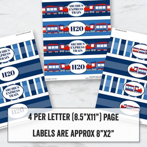 Printable Train Party Water Bottle Labels, Editable Train Water Bottle ...