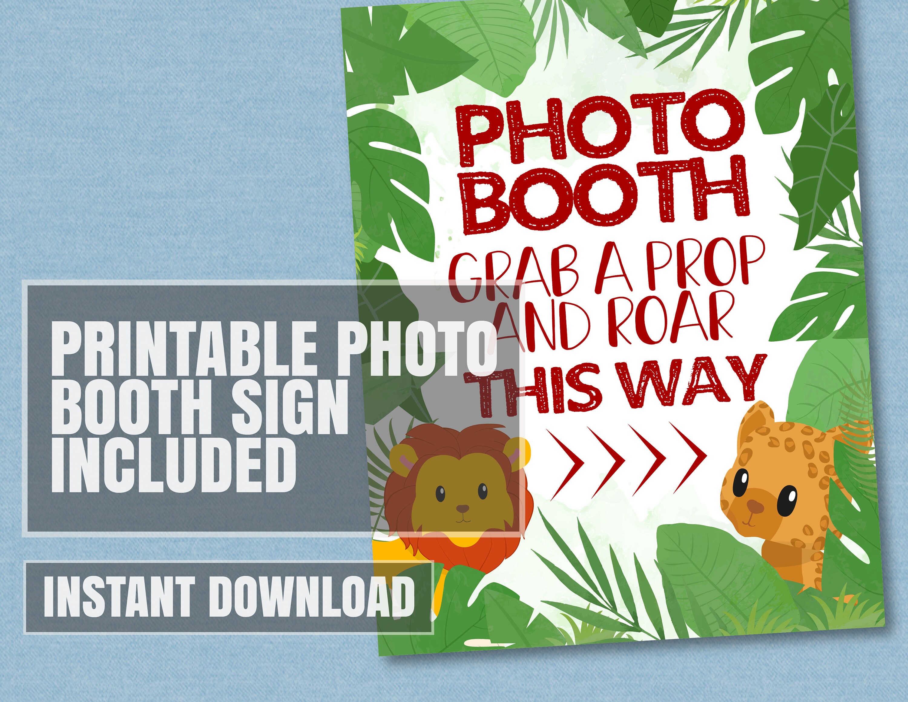 38 Jungle Party Photo Booth Props Printable Jungle Themed - Etsy UK