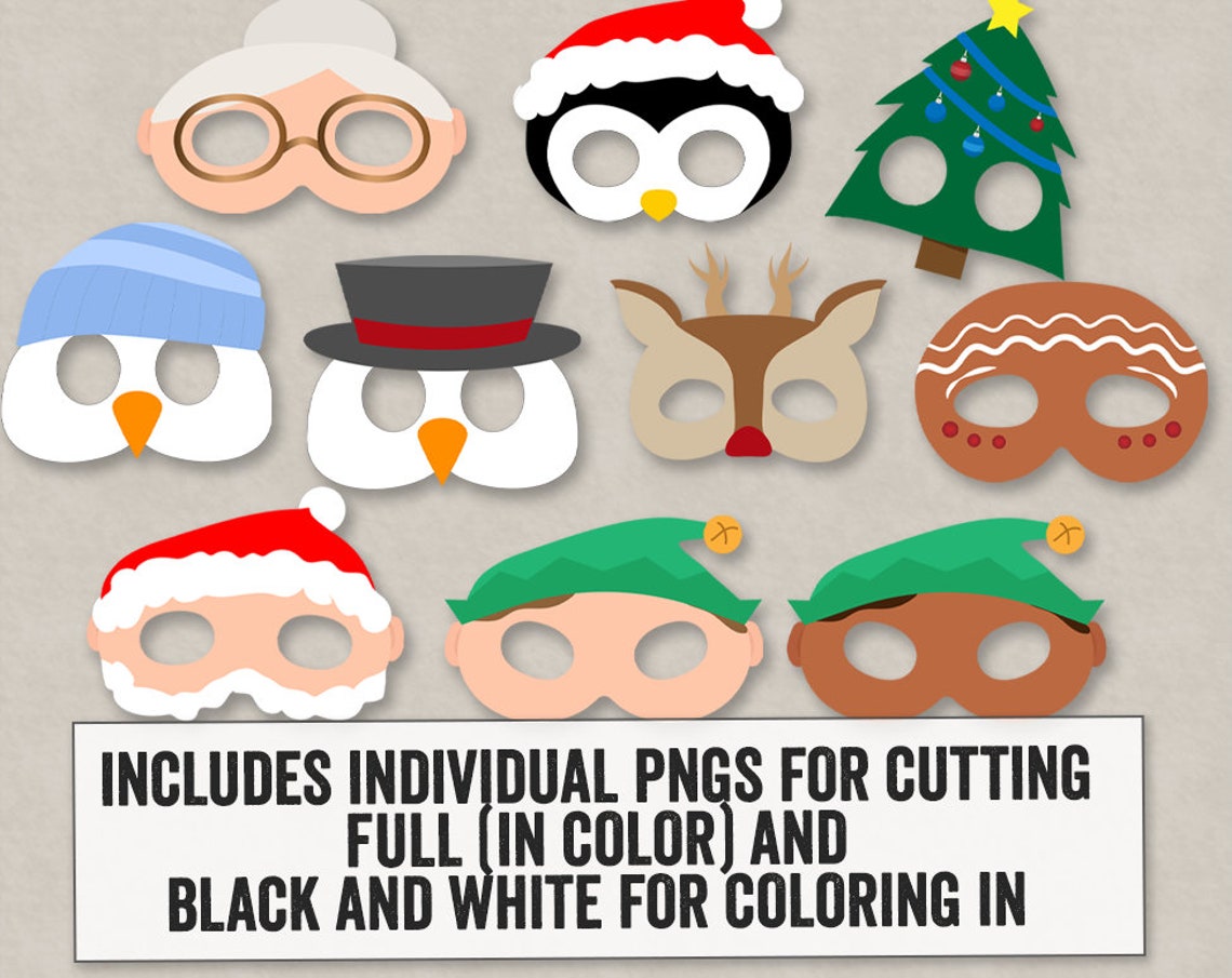 10 Christmas Mask Printables, Christmas Santa Masks, Kid's Elf Crafts ...