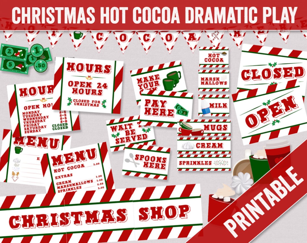 Christmas Dramatic Play Printables, Christmas Hot Cocoa Stand Play ...