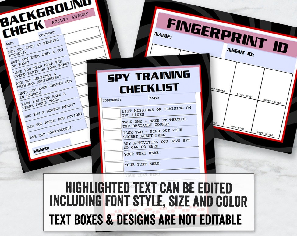 Spy Party Printables Editable Secret Agent Party Registration | Etsy