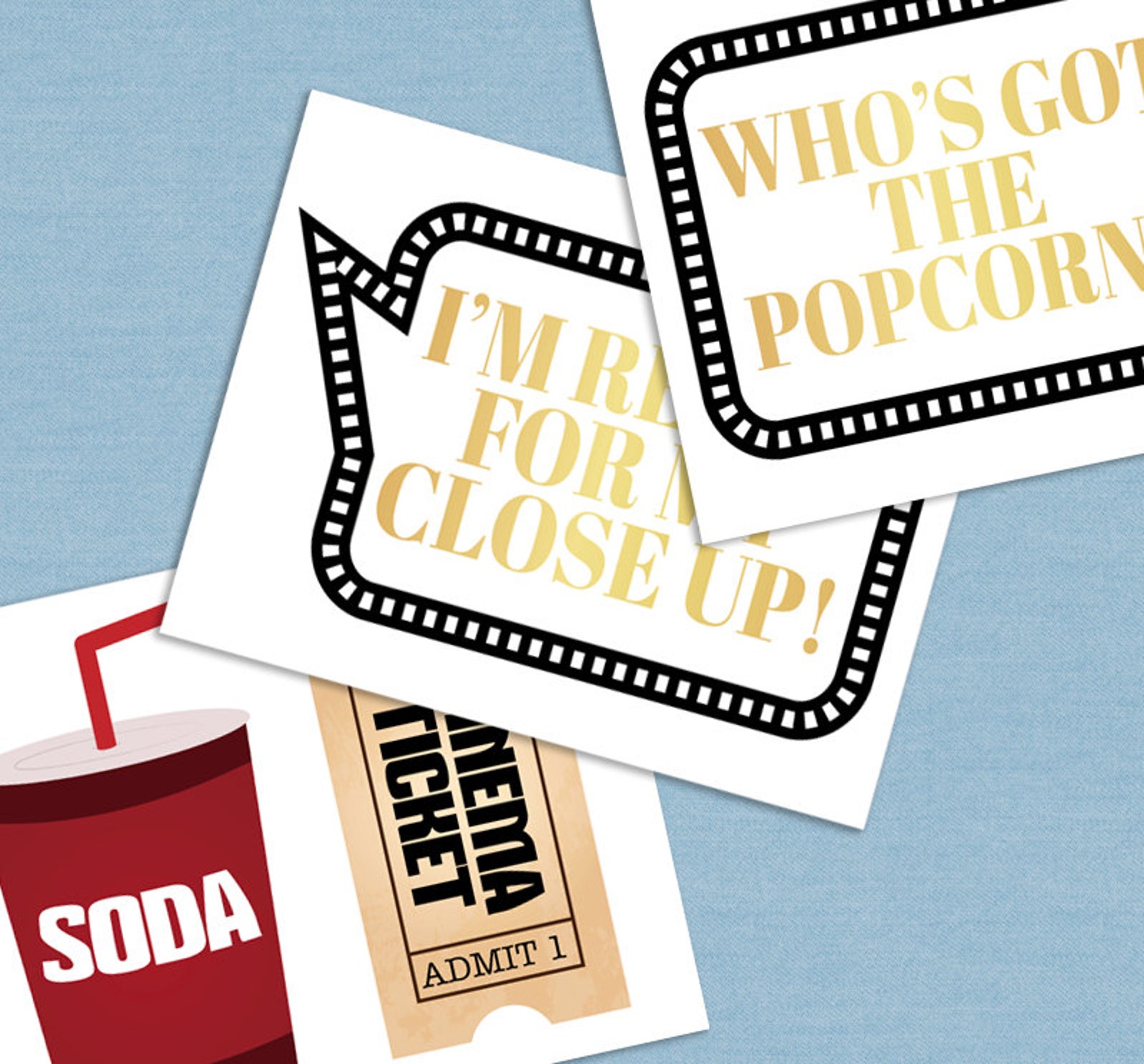 35 Movie Night Party Props, Hollywood Photo Booth Party Prop Ideas, Old ...