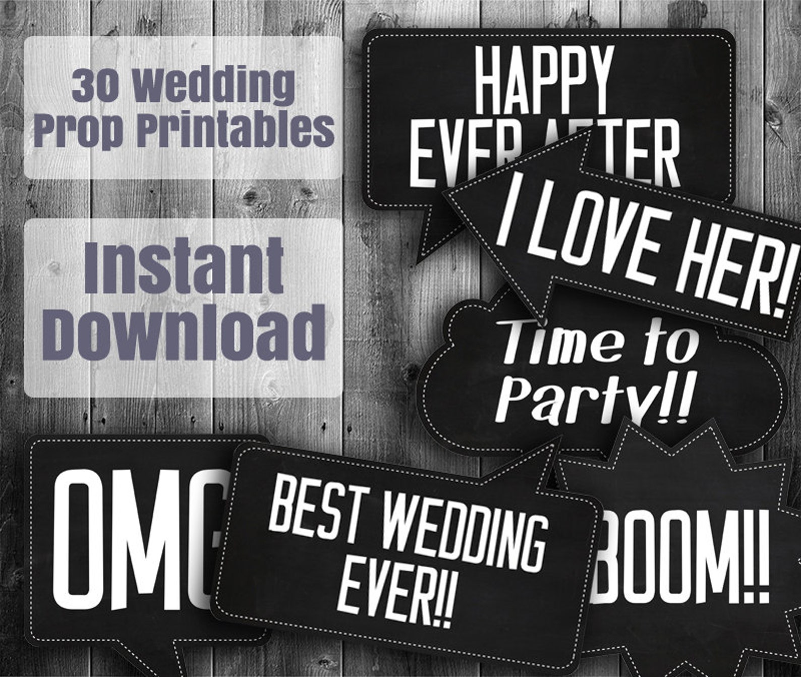 30 Wedding Photo Booth Prop Printables Chalkboard Photo - Etsy