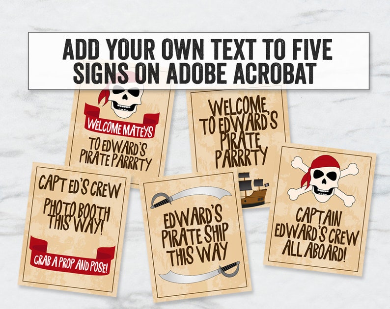 Printable Pirate Themed Party Signs Printable Pirate Party - Etsy