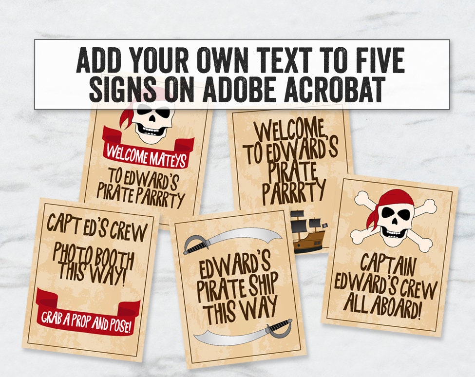 Printable Pirate Themed Party Signs Printable Pirate Party - Etsy
