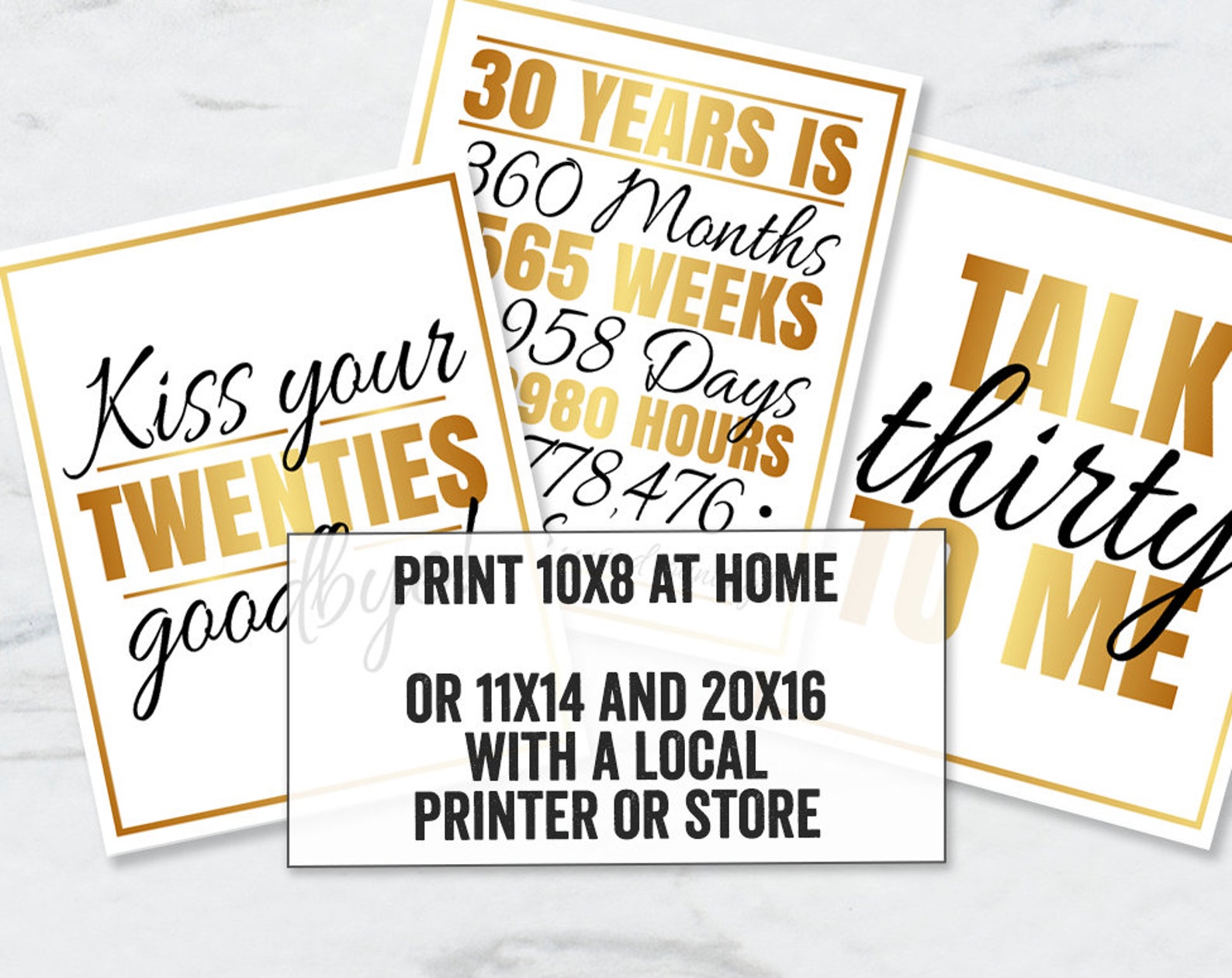 Printable 30th Birthday Signs Gold Party Signs 1993 Gold - Etsy
