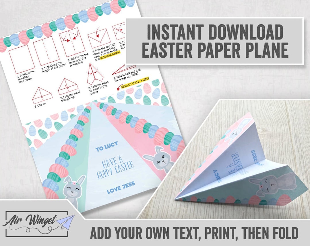 Easter Paper Plane Template, Editable Digital Download, Paper Plane ...