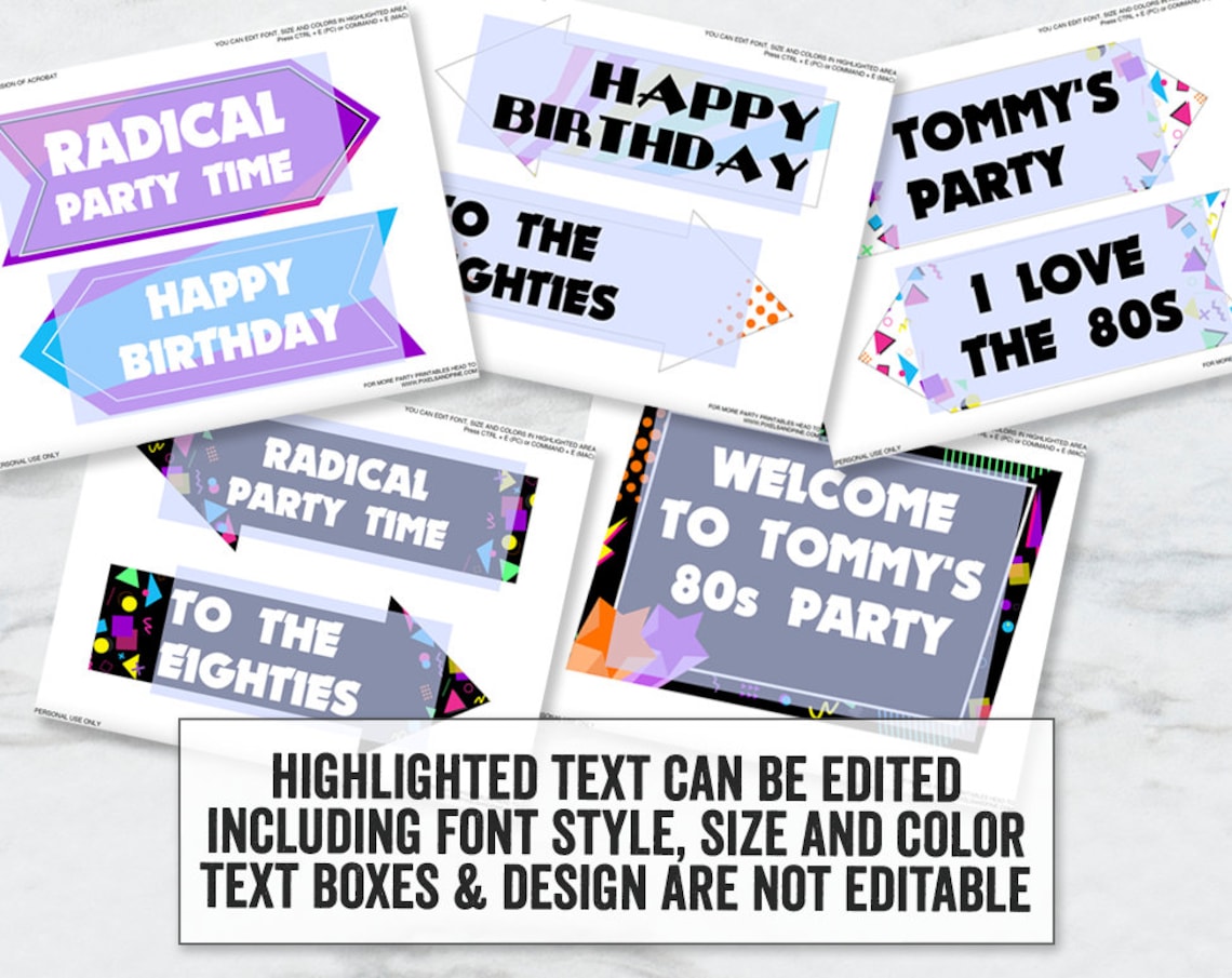 Printable Eighties Party Signs, 80s Arrows, Fun 80s Party Arrow Signs ...