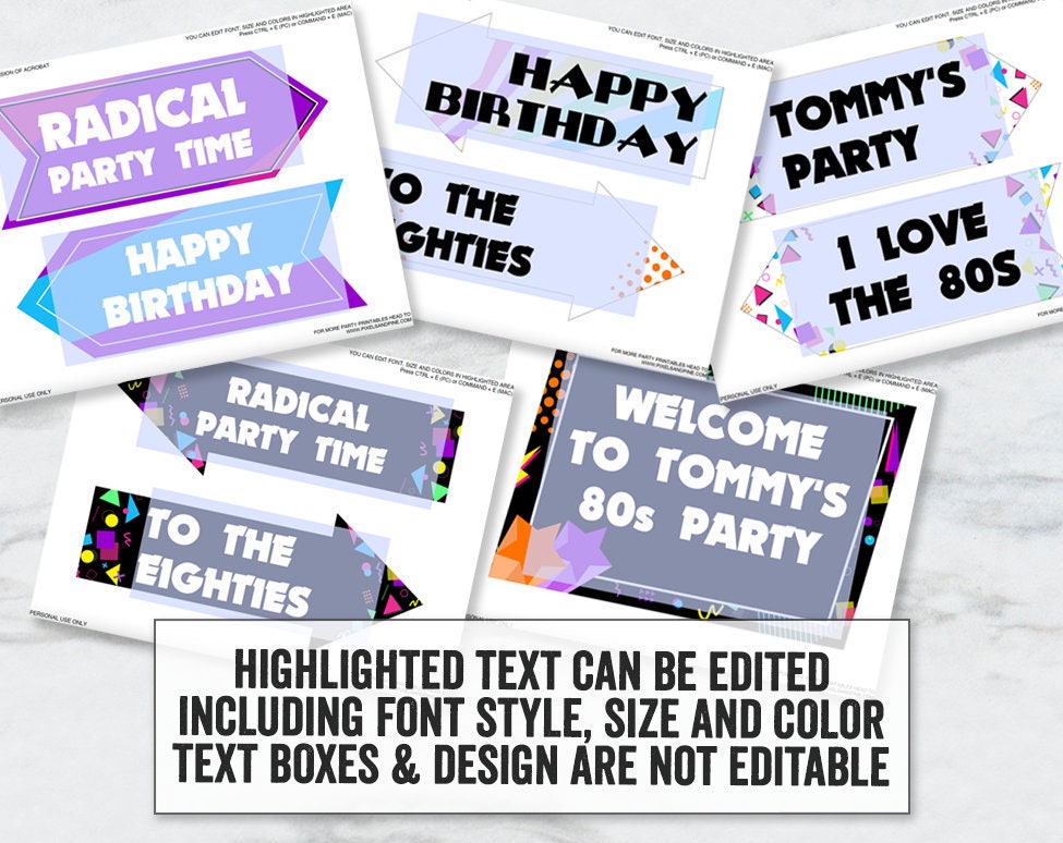 Printable Eighties Party Signs, 80s Arrows, Fun 80s Party Arrow Signs ...