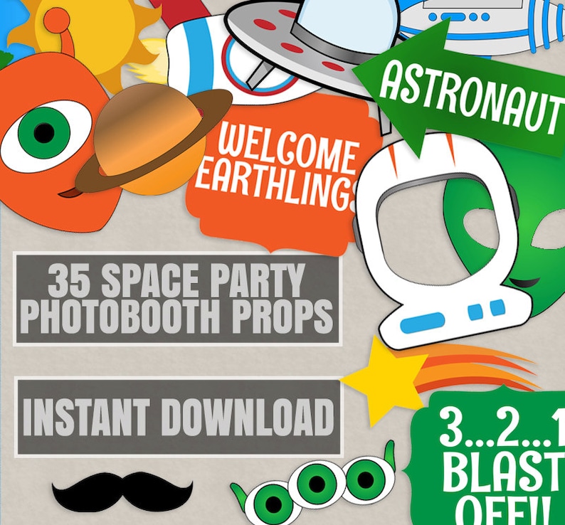 35 Space Party Props Astronaut Party Diy Photo Booth Props - Etsy UK