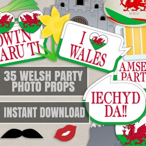 35 Welsh Party Photo Booth Props, Wales Party Props, Love Wales Party ...