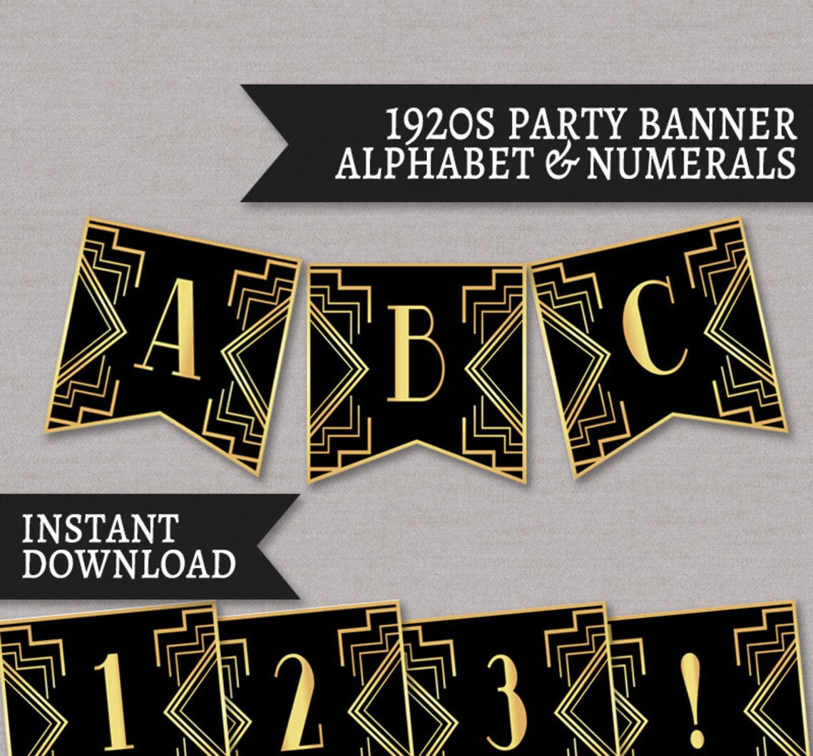 1920s Banner Printable, Party 20s Theme Printable Decoration ...