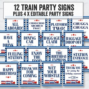 Printable Train Party Signs, Editable Train Party Signs to Add Your Own ...