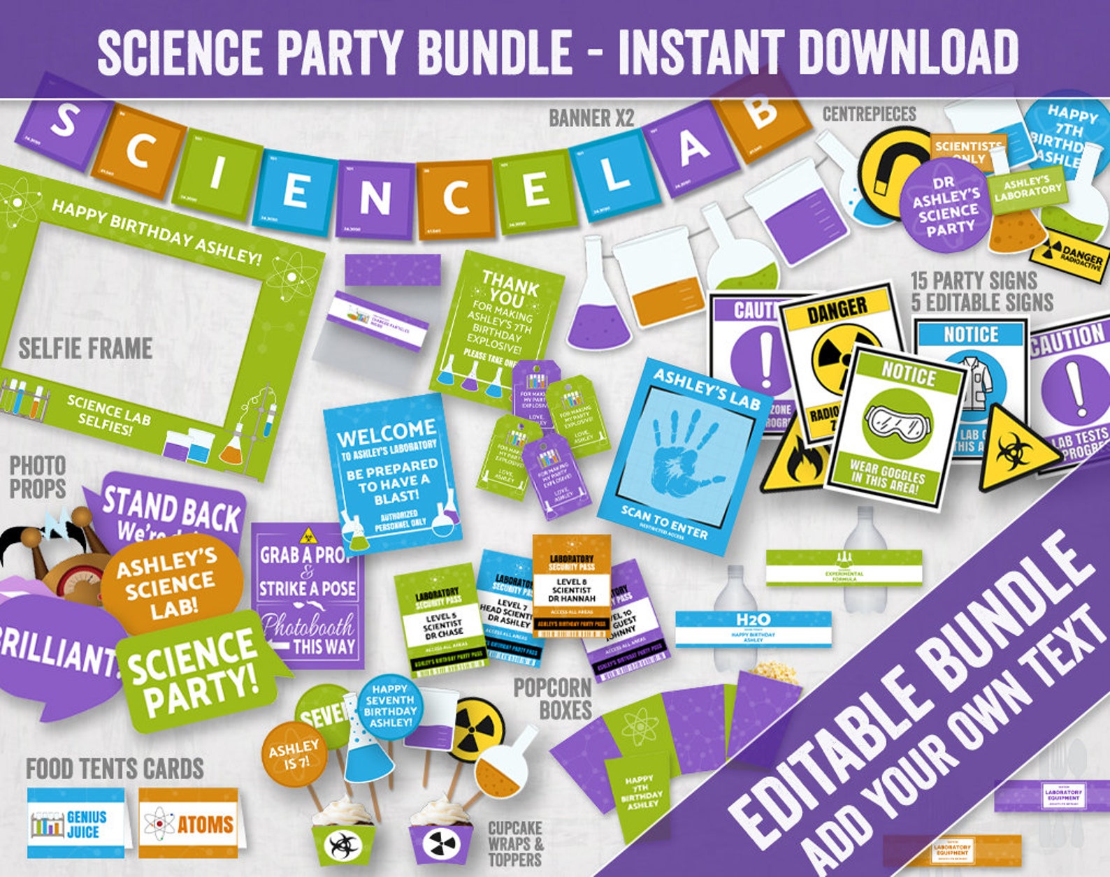 Editable Science Party Bundle Mad Scientist Birthday - Etsy UK