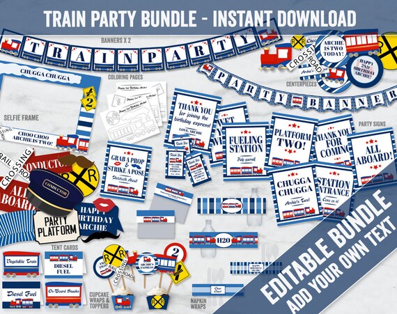 Editable Train Party Bundle Printable Train Birthday Pack | Etsy Canada