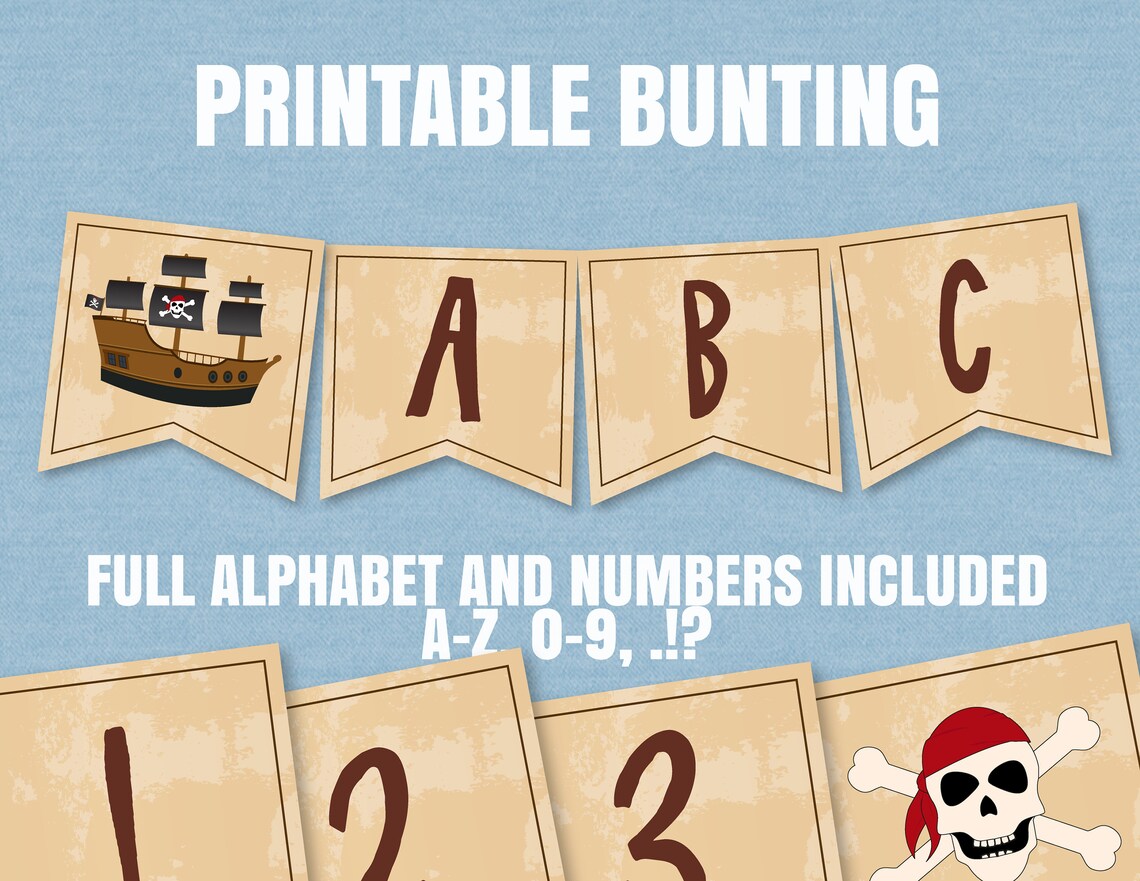 Pirate Printable Bunting, DIY Pirate Rustic Map Themed Party Banner ...