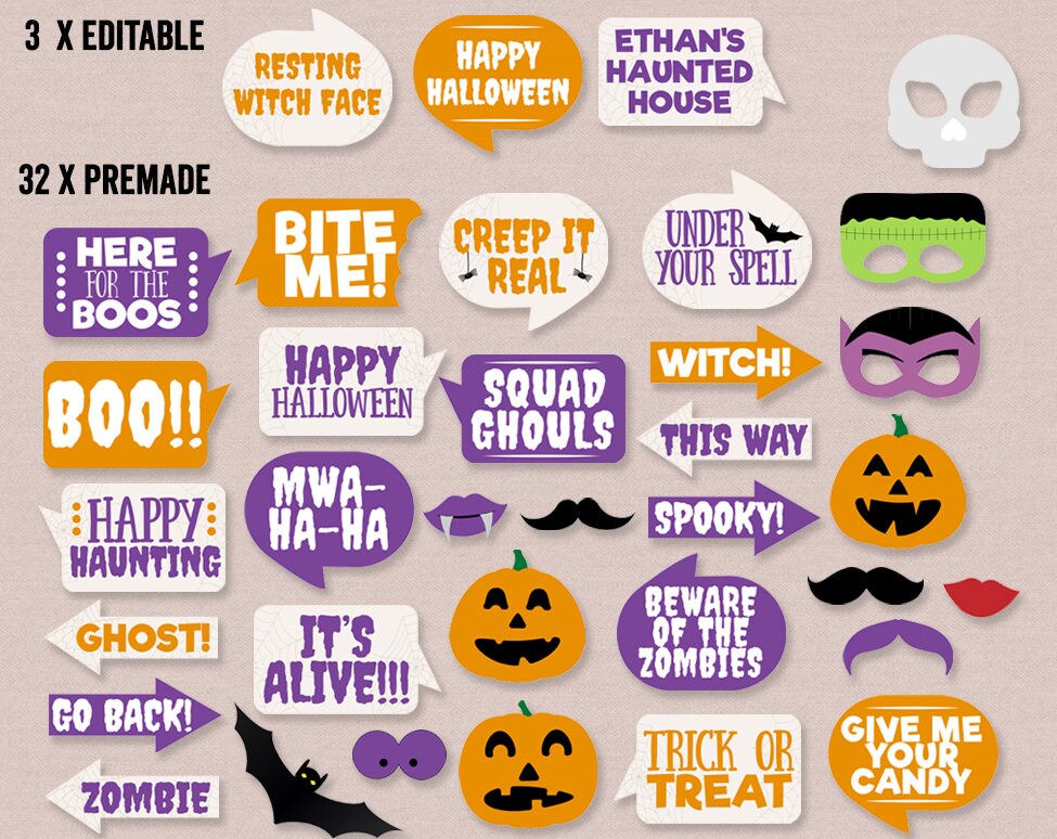 Editable Halloween Party Bundle, Printable Halloween Party Pack, DIY ...