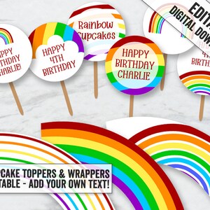 Editable Rainbow Party Bundle, Printable Rainbow Party Birthday Pack ...