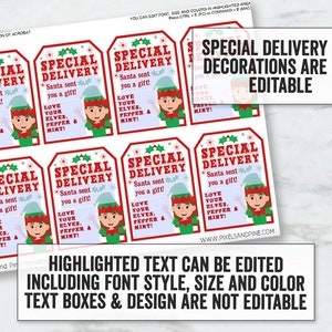 Printable Christmas Elf Tags, Printable Elf Christmas Special Delivery ...